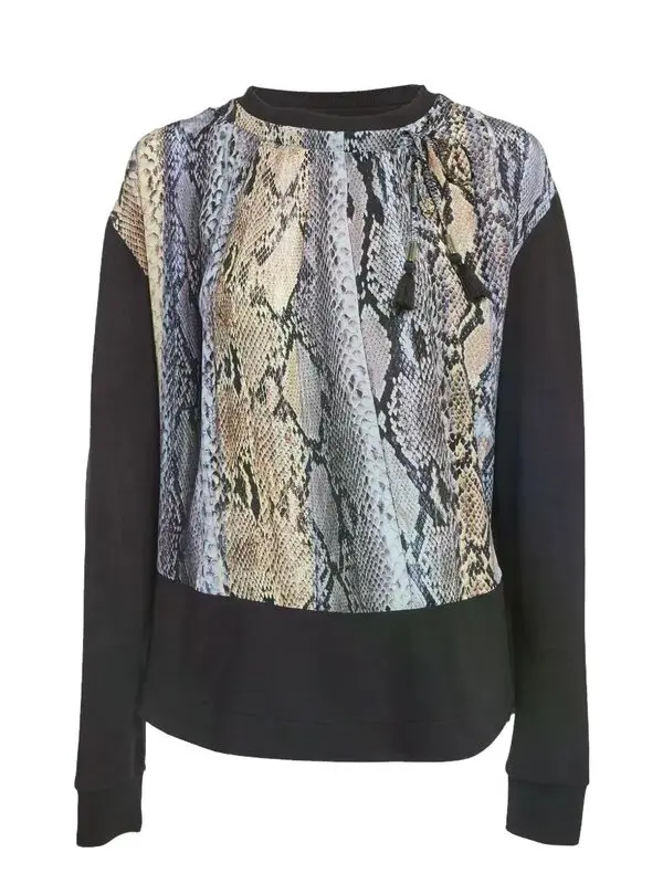 Just Cavalli Snake-print Sweater With Tassel Detail - Black