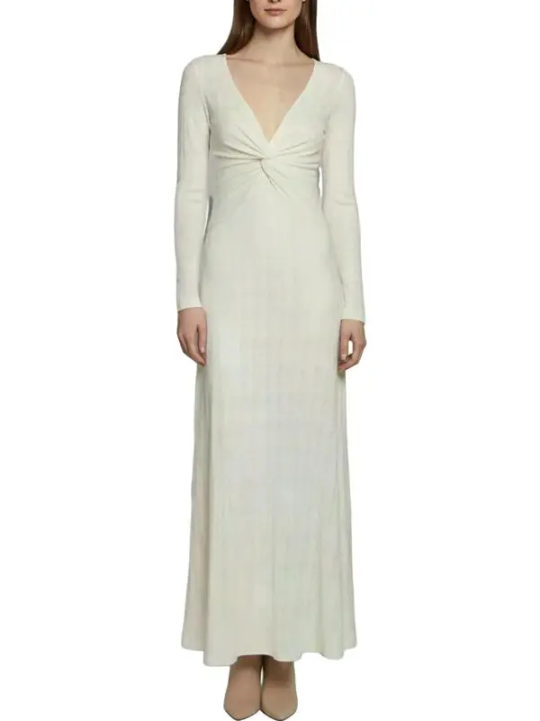Missoni Crochet Knit Twisted Neckline Maxi Dress - Neutrals
