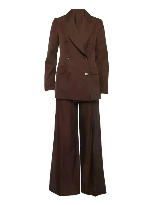 JOSEPH Double-breasted Silk Suit - Brown
