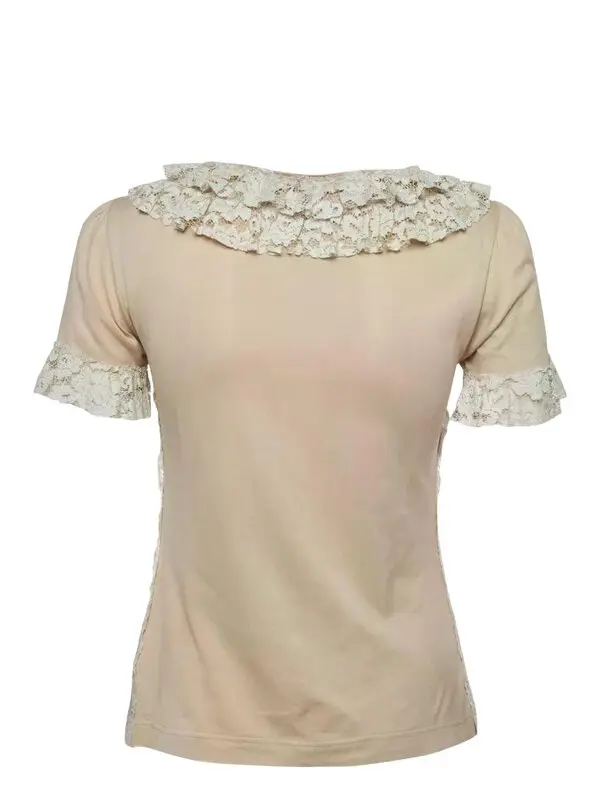 Dolce & Gabbana Lace Trimmed Ruffled Top - Neutrals