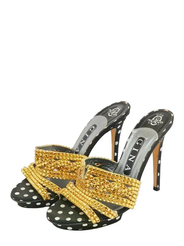 GINA Crystal-embellished Polka-dot Sandals - Black