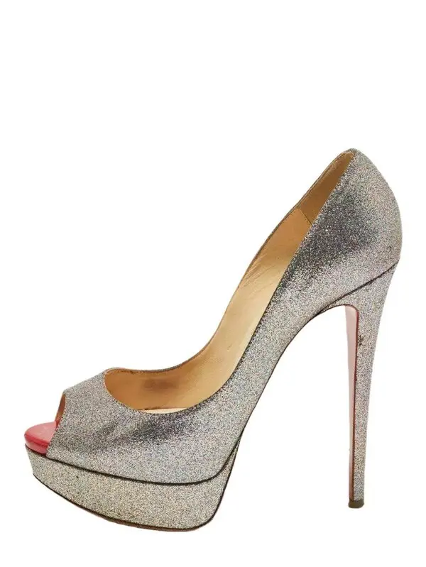 CHRISTIAN LOUBOUTIN Lady Peep Heeled Pumps - Silver