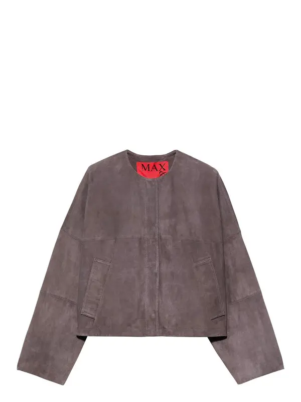 Max & Co. Suede Collarless Jacket - Brown