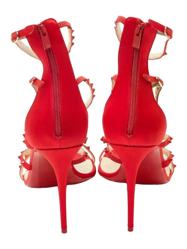 CHRISTIAN LOUBOUTIN Crystal-embellished Satin Stiletto Sandals - Red