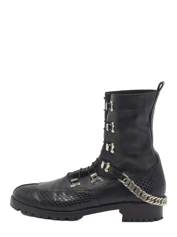 CHRISTIAN LOUBOUTIN Chain-strap Detail Combat Boots - Black