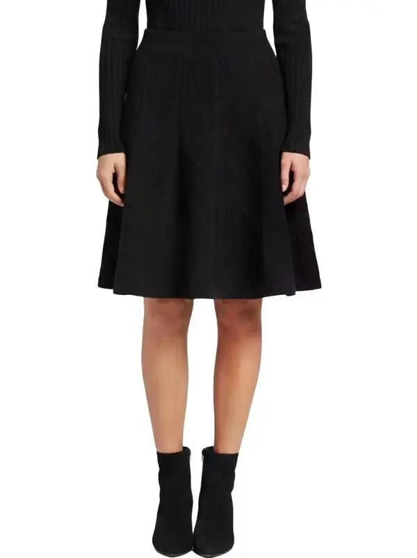 Sandro Ribbed Flared Midi Skirt - Black