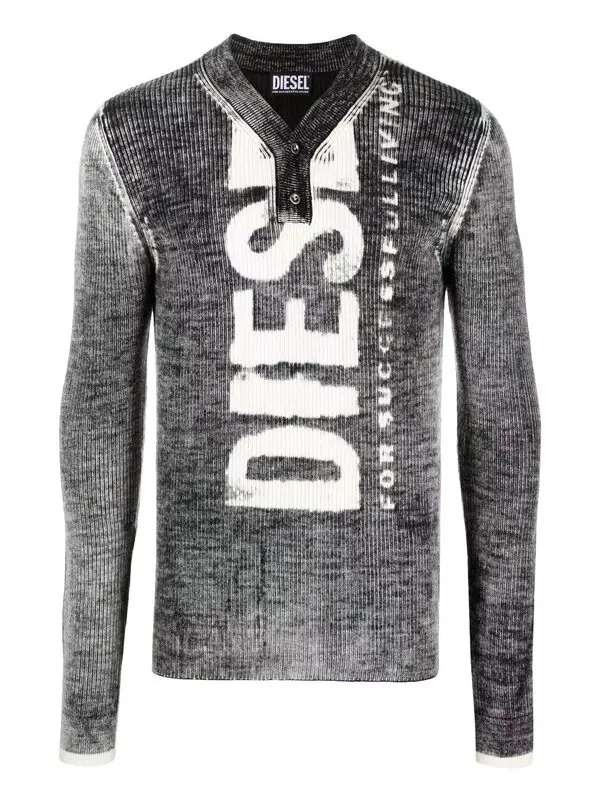 DIESEL® K-atullus Long-sleeved Ribbed T-shirt - Grey