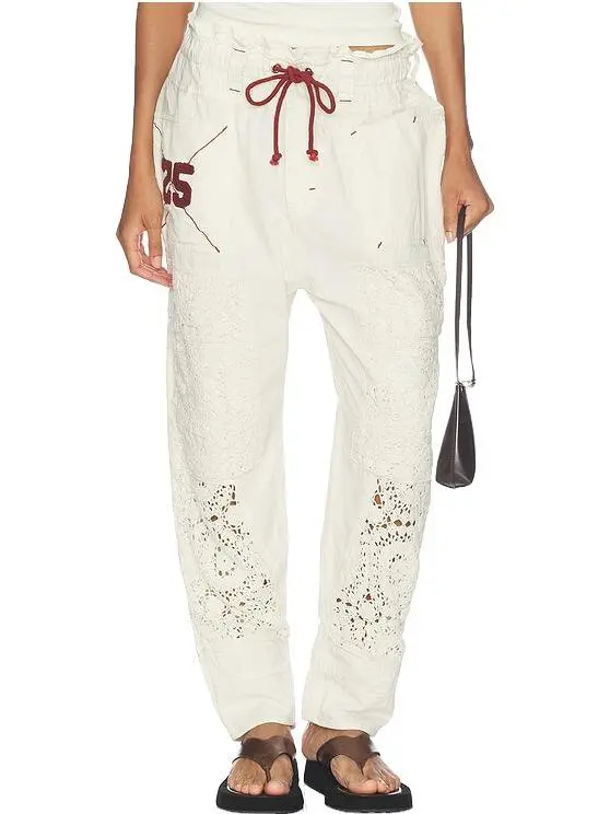 Free People Crafted Lace Detail Trousers - White