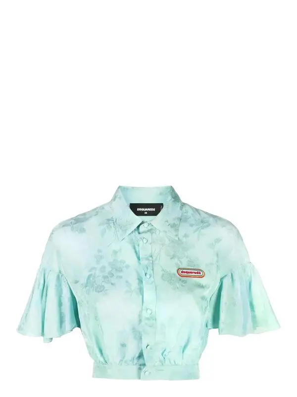 Dsquared2 Floral Jacquard Cropped Shirt - Blue