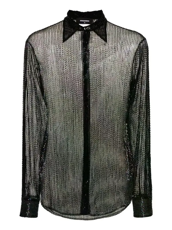 Dsquared2 70's Beaded Tulle Shirt - Black
