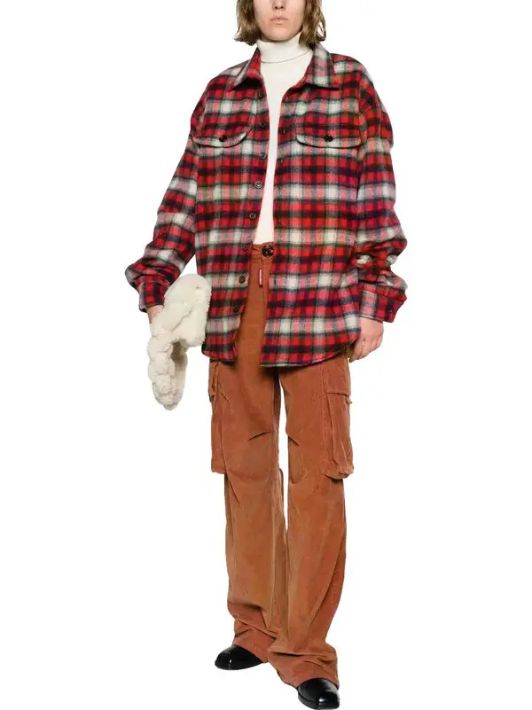 Dsquared2 Check Print Long Sleeve Shirt - Red
