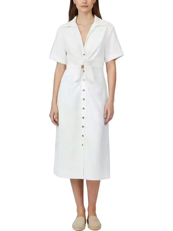 Sandro Gabardine Knotted Shirt Dress - White