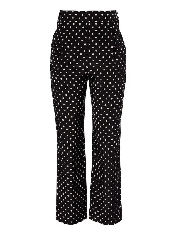Valentino Garavani Silk Crepe De Chine Polka-dot Straight Pants - Black
