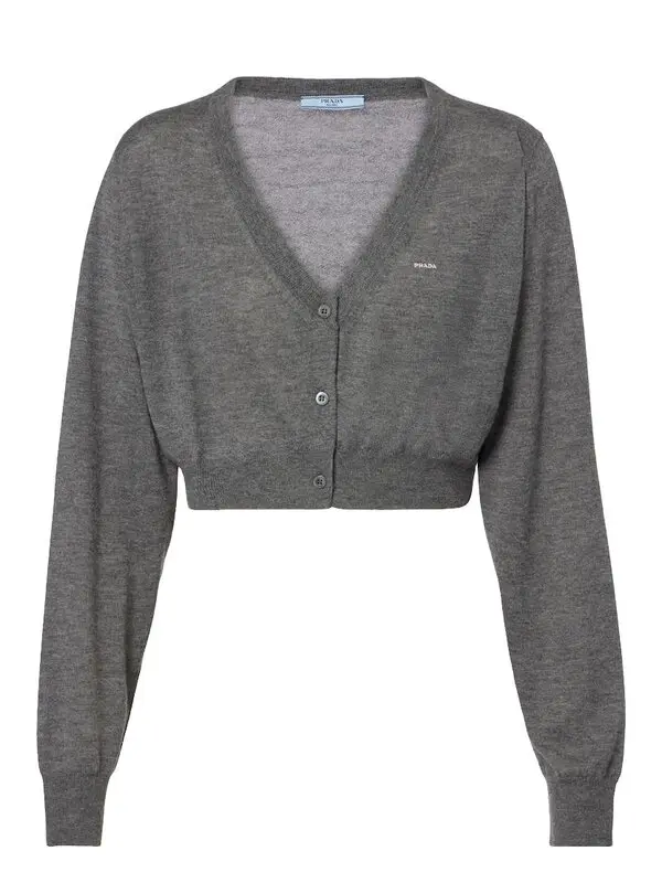 Prada Cropped Cashmere Cardigan - Grey