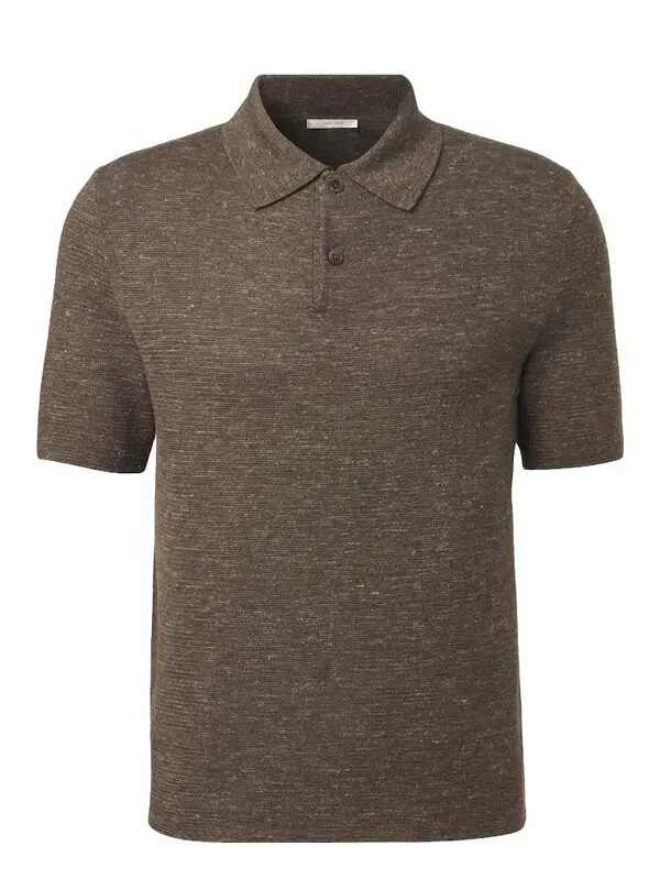 THE ROW Ravi Silk, Cashmere, And Linen Polo Shirt - Brown