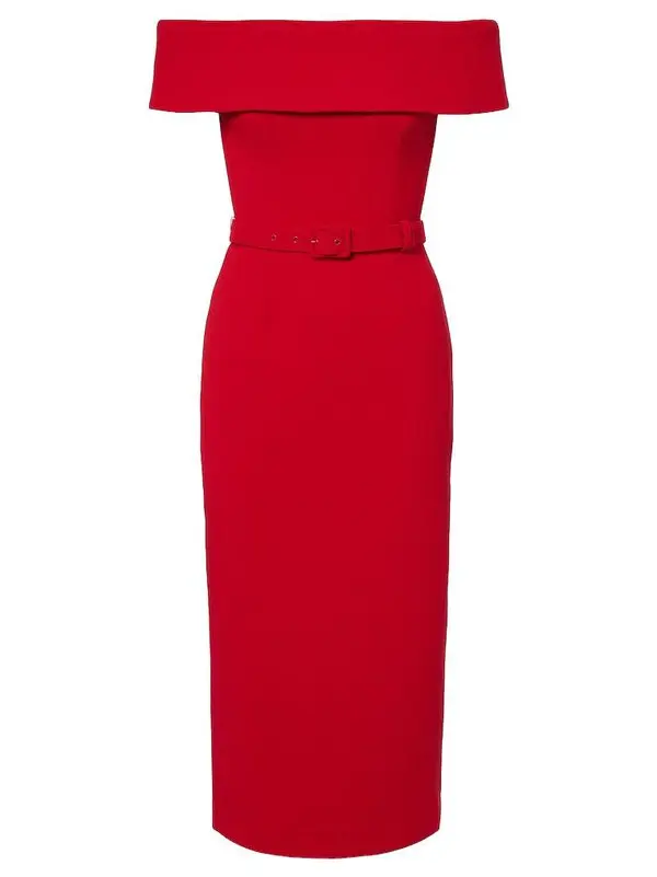 Rebecca Vallance Precious Off-shoulder Crepe Midi Dress - Red