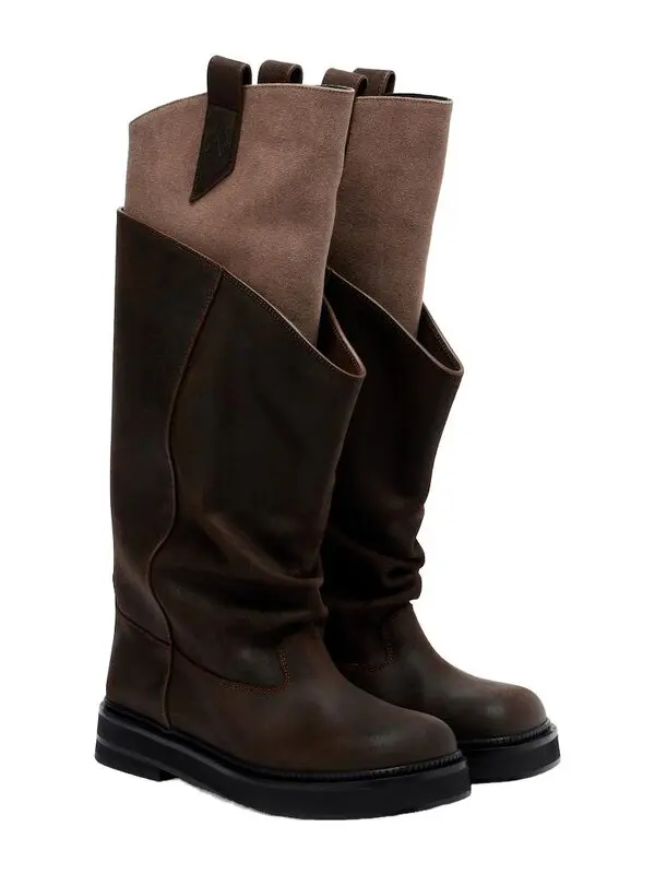 Attico Robin Passeggiata Leather Combat Boots - Brown