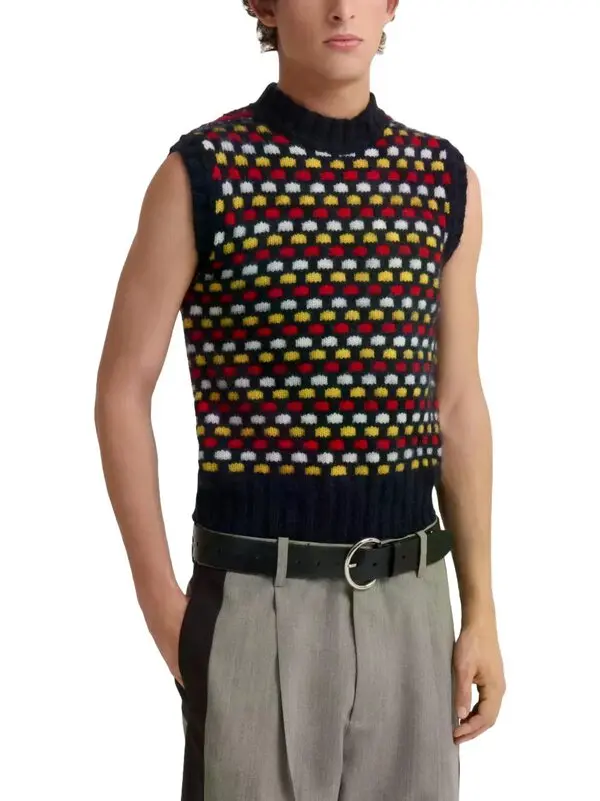 Marni Jacquard Shetland Wool Vest - Blue