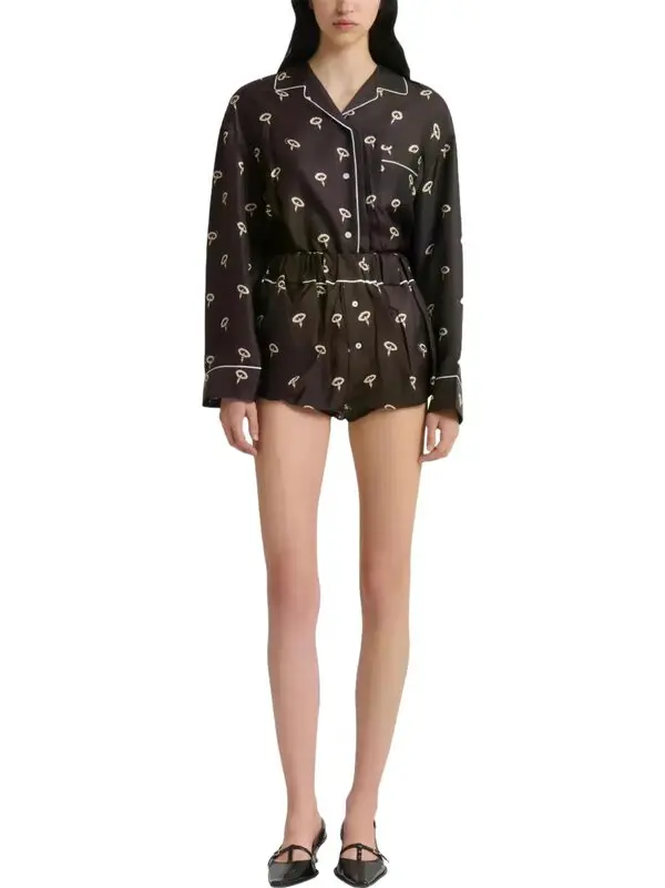 Marni Silk Twill Bloomers With Floral Print - Brown