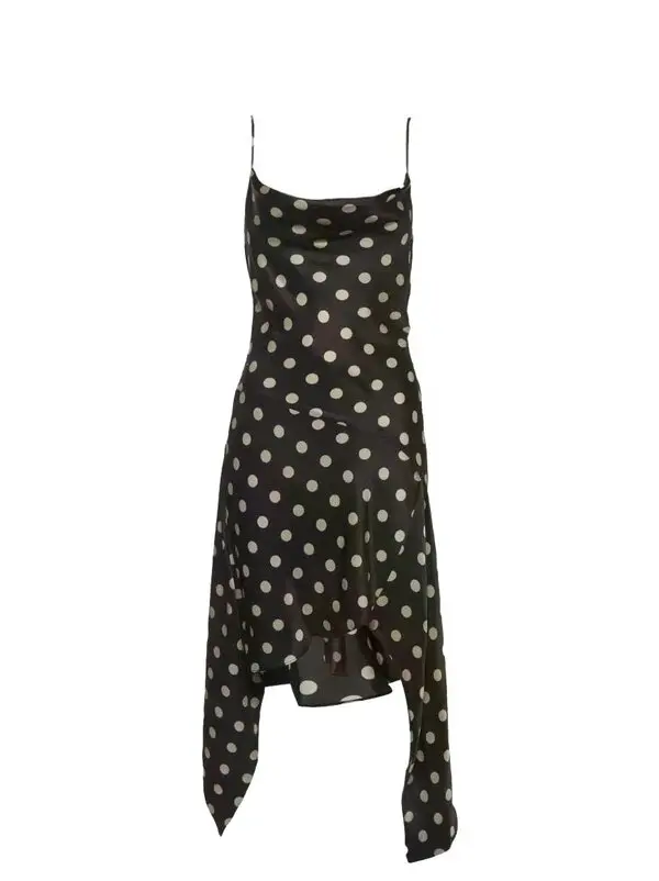 NICHOLAS Polka Dot Asymmetrical Hem Dress - Black