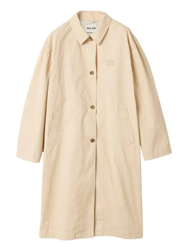 Miu Miu Cotton Old Gabardine Trench Coat - Neutral