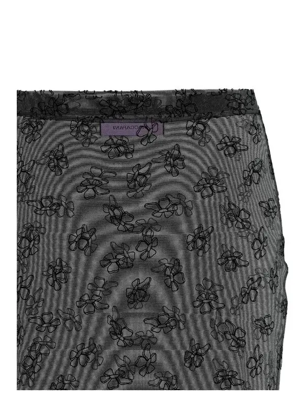 MARGHERITA MACCAPANI Embroidered Semi-sheer Overskirt - Black