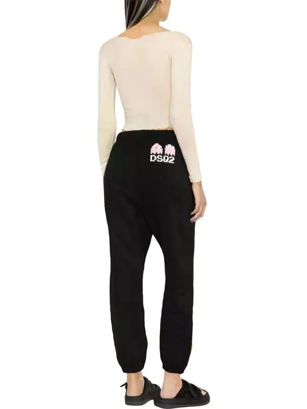 Dsquared2 Cotton Track Pants With Cartoon Print - Black