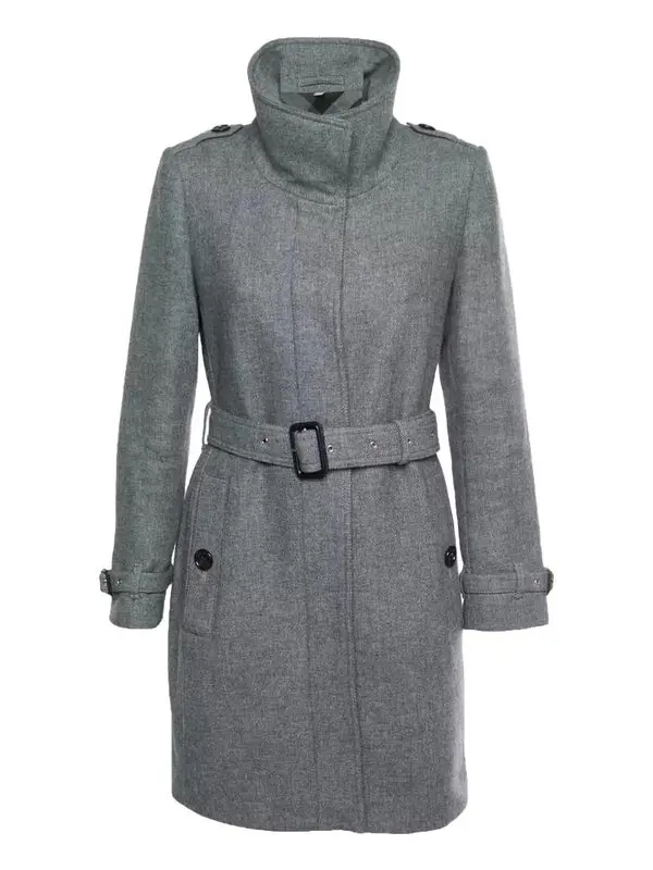 Burberry Long-sleeve Belted Coat - Grey