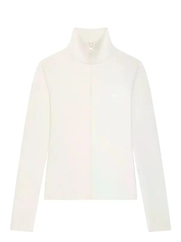 COURREGES Logo Embroidered Zip-up Cardigan - Neutrals