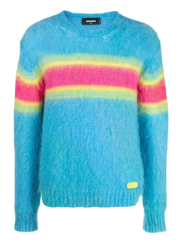 Dsquared2 Gradient Stripe Crew Neck Jumper - Blue