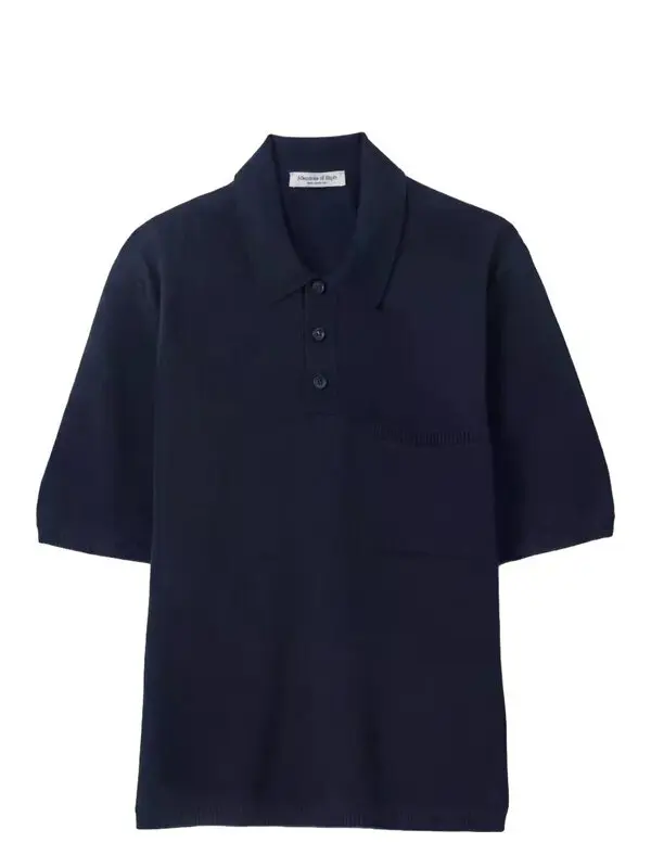 Johnstons Of Elgin Knitted Polo Shirt - Blue