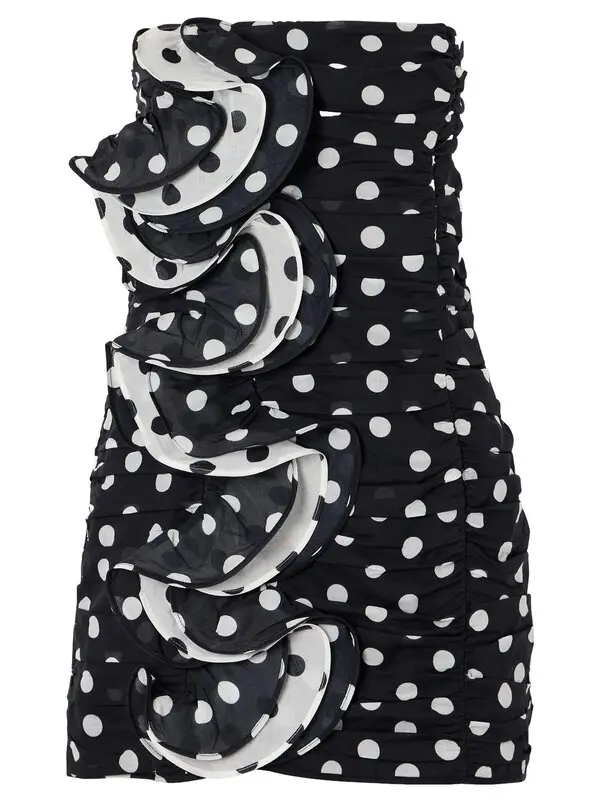 Charo Ruiz Ibiza Rocio Polka-dot Ruffled Strapless Mini Dress - Black