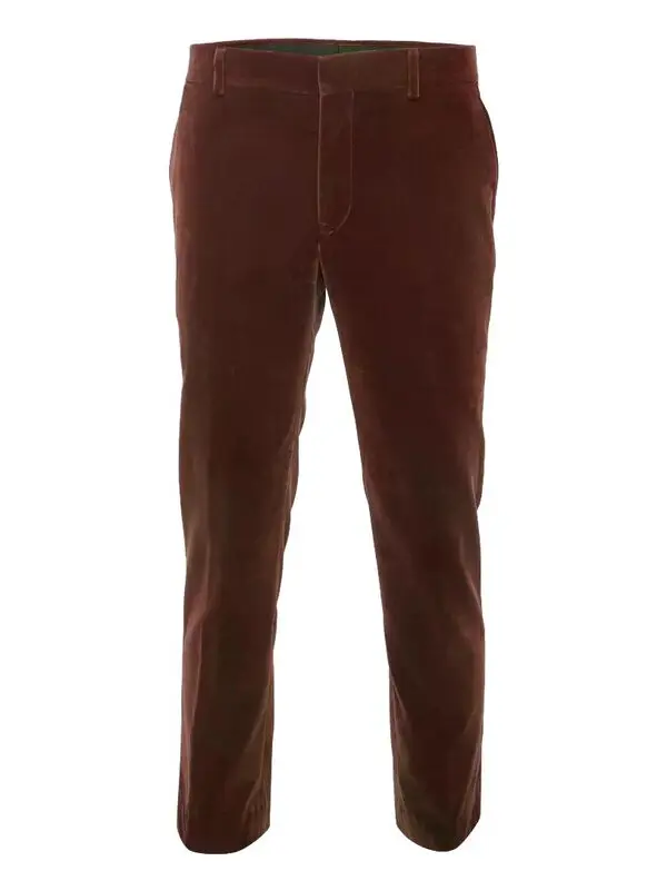 Hermès Burgundy Velvet Straight-fit Trousers - Red