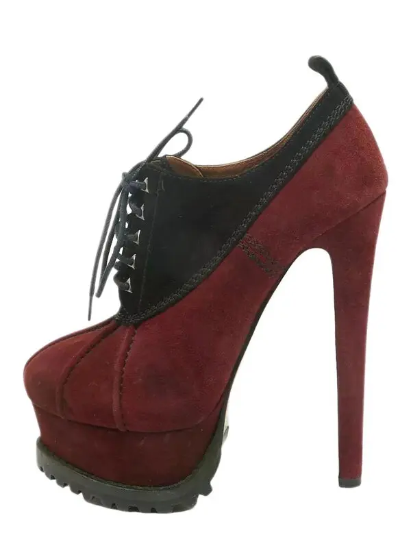 Alaïa Lace-up Suede Heeled Booties - Red