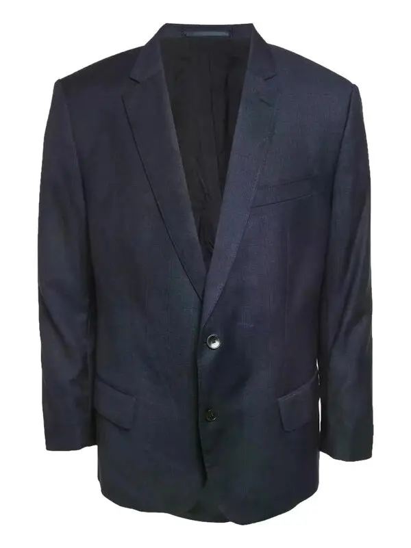 Hugo Boss Check-pattern Slim-fit Blazer - Blue