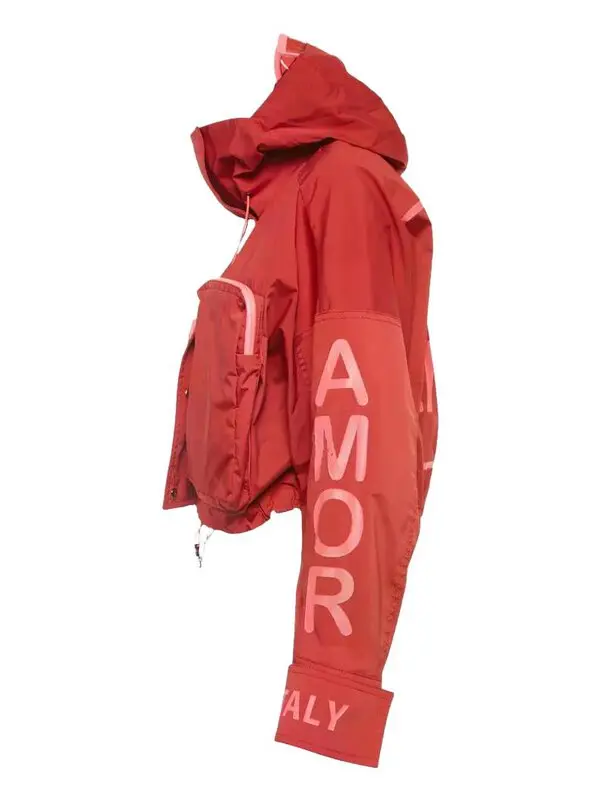 Fendi Amor Hooded Cropped Jacket - Red