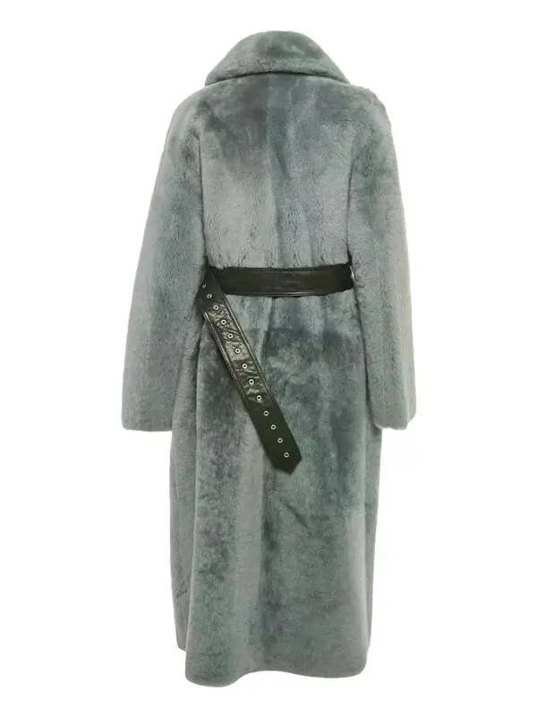 424 Belted Shearling Coat - Grey