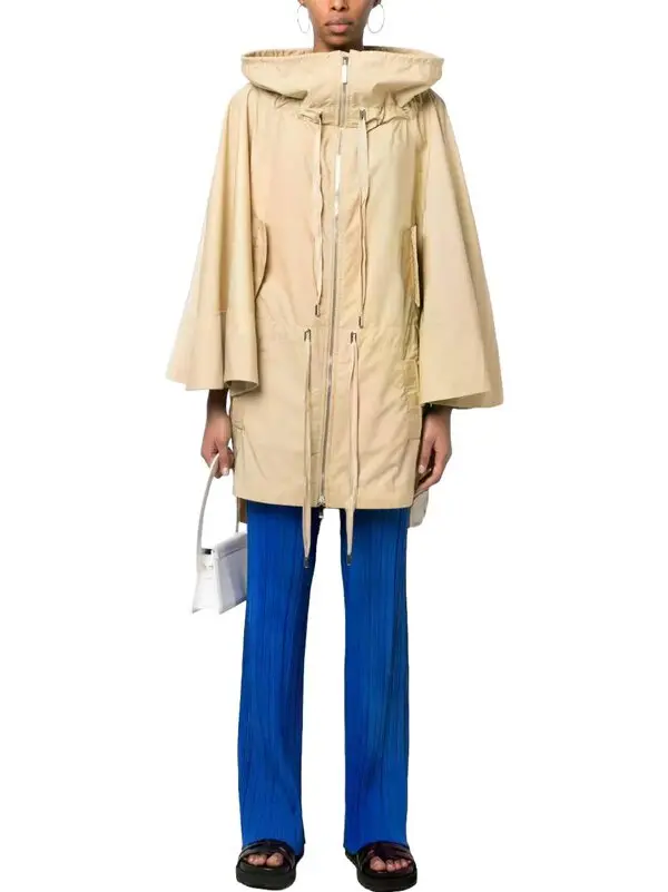 Alberta Ferretti High-tube Neck Parka Coat - Neutrals