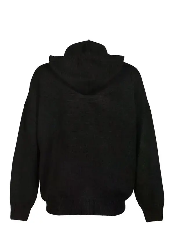 032C Camouflage Intarsia-knit Hoodie - Black
