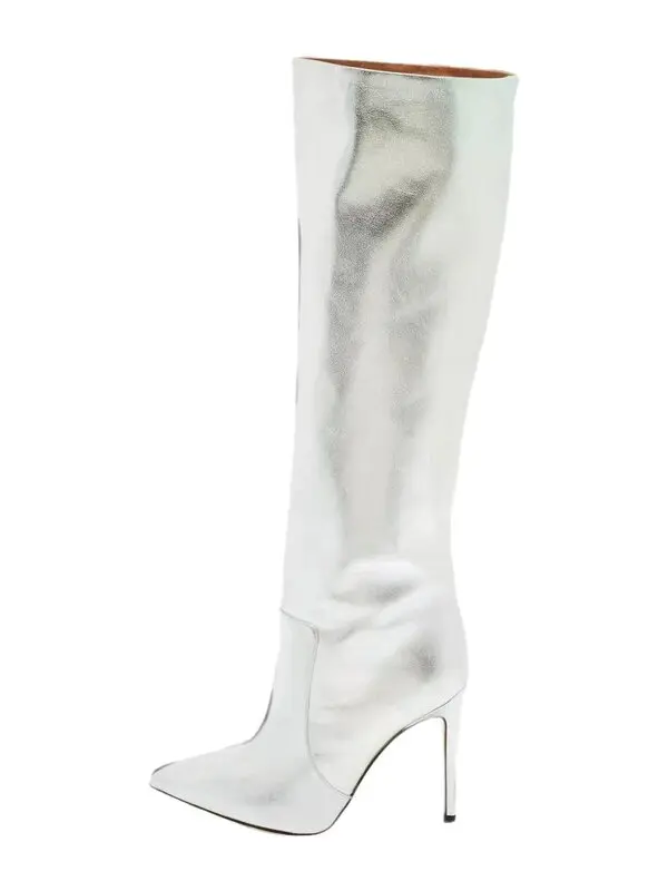 Paris Texas Knee-length Stiletto Heel Boots - Silver