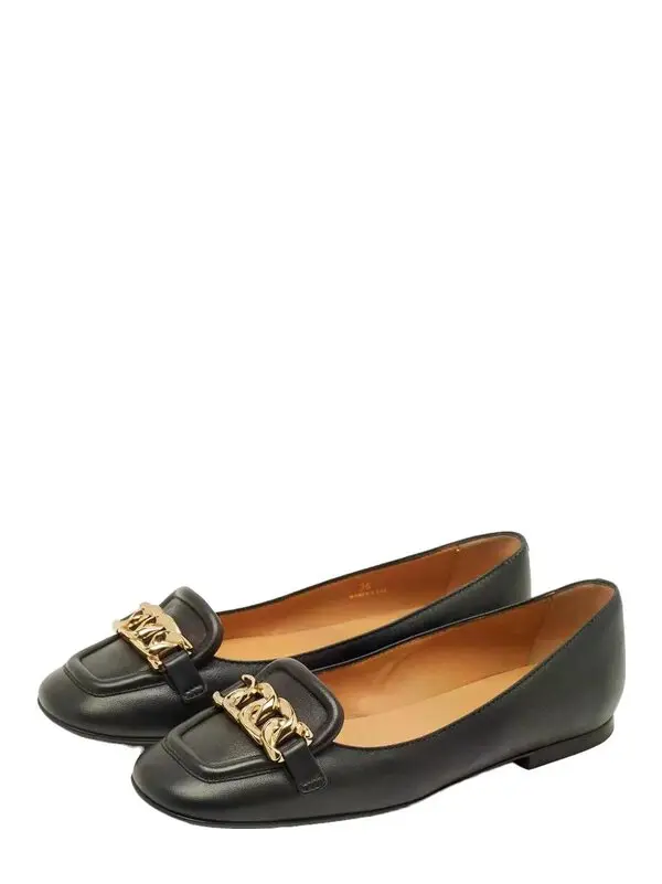 TOD'S Chain-link Leather Ballet Flats - Black