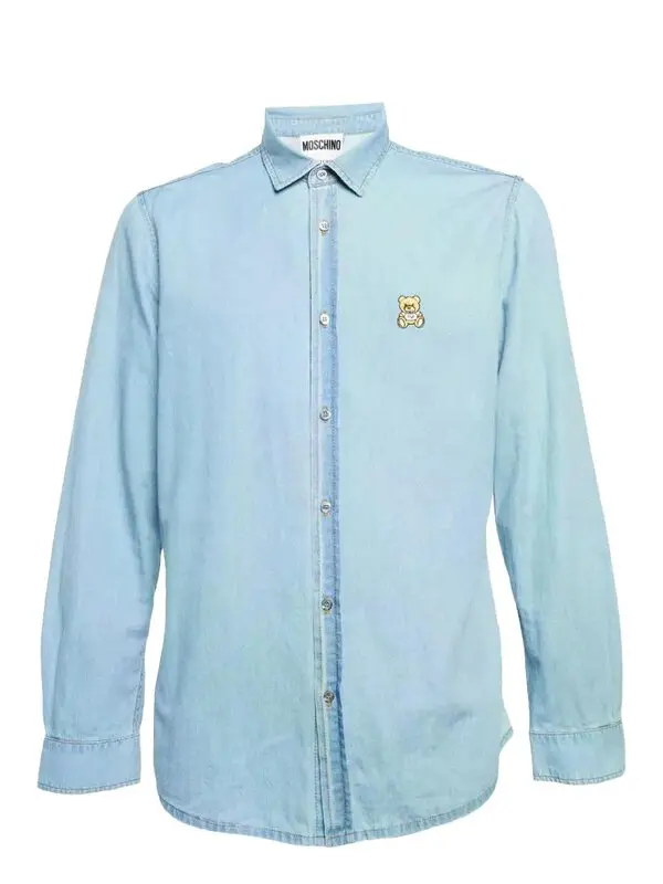 Moschino Teddy-patch Chambray Shirt - Blue