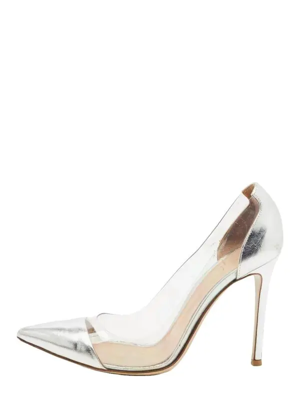 GIANVITO ROSSI Tone Metallic Transparent Panel Pointed Toe Stiletto Pumps - Silver