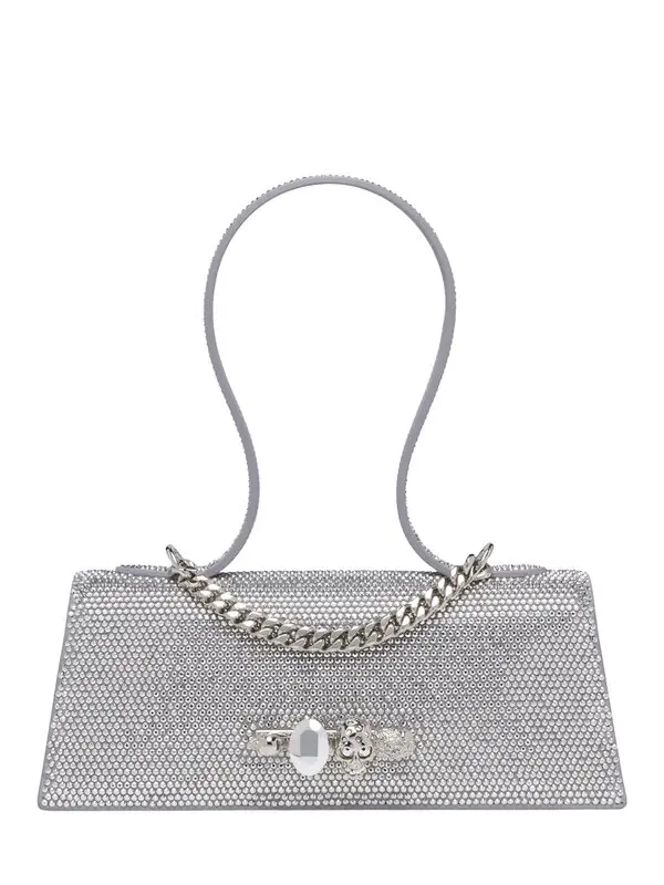 Alexander McQueen Calfskin Jewelled Top-handle Bag - Silver