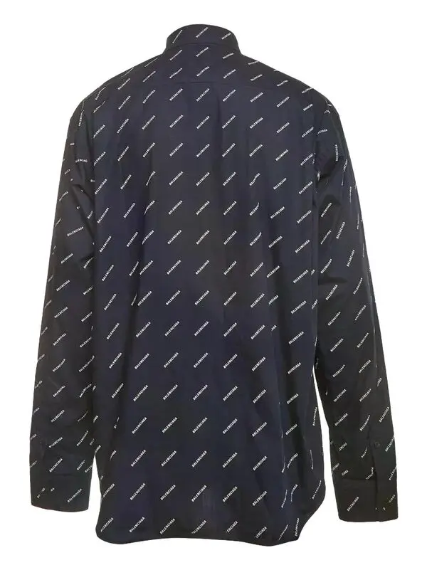 Balenciaga Logo-print Oversized Shirt - Blue