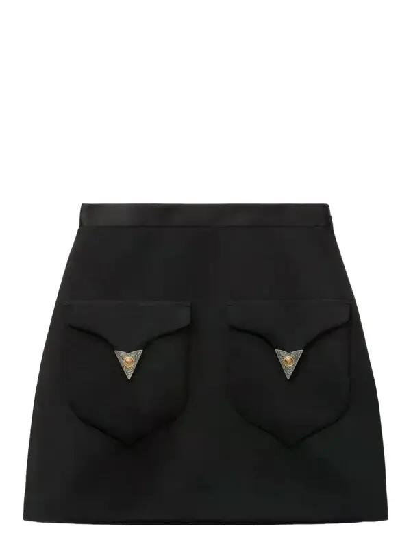 Versace Wool Mini Skirt With Medusa Hardware - Black