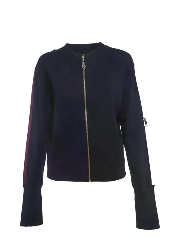 LOUIS VUITTON Cashmere Zip-up Jacket With Side Stripe Detail - Blue