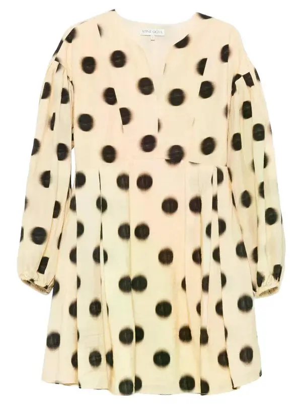 Stine Goya Polka-dot Balloon-sleeve Dress - Neutrals