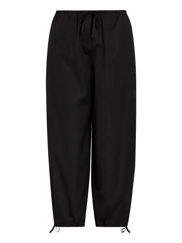 TOTEME Drawstring Barrel-leg Cotton Trousers - Black