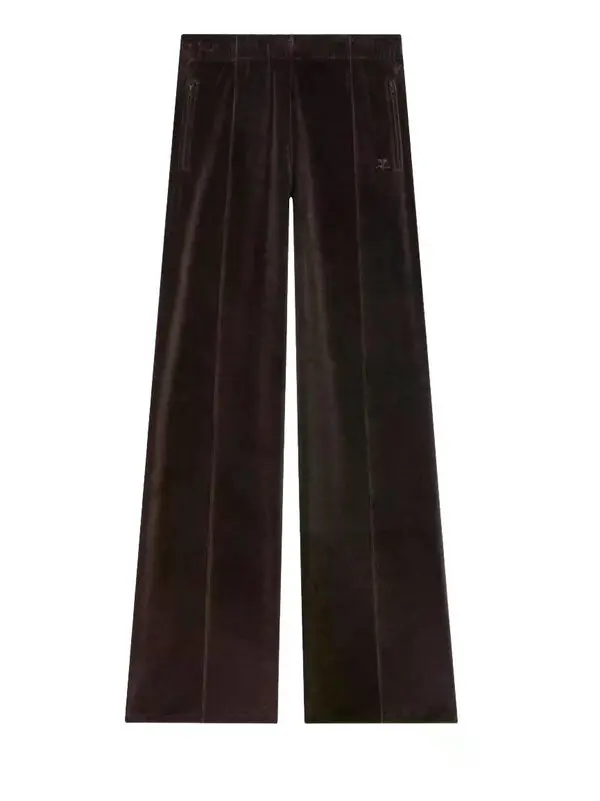 COURREGES Pintucked Velvet Track Pants - Red